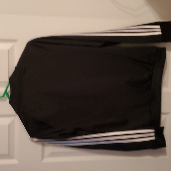 adidas | Jackets & Coats | Adidas Black Jacket White Stripe Sleeves M ...